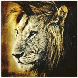 Artland Leinwandbild &raquo;L&ouml;we&laquo; Wildtiere 1 Stk. tlg. auf Holzrahmen gespannt braun Leinwand B/H/T: 70cm x 70cm, Leinwandbild Wildtiere quadratisch, 1 Stk.