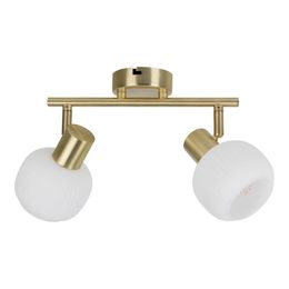 N&auml;ve n&auml;ve Deckenleuchte &raquo;Learta&laquo; E14 1 Stk. Spot, exkl. E14, messing matt, Glas wei&szlig; opal gold 2, &Oslash; 10cm H: 18,5cm, 1 Stk.
