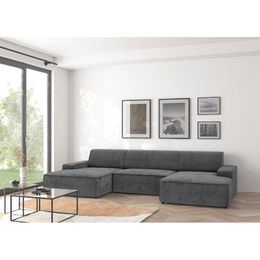 Trendmanufaktur Wohnlandschaft &raquo;Graz, wahlweise mit Sitzvorschub und Bettkasten, U-Form, Breite 329 cm&laquo; in Cord-, haustierfreundlichem LEO Struktur- 
