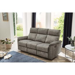 Jockenh&ouml;fer 3-Sitzer &raquo;Amrum, B: 180 cm&laquo; mit Relax- & Liegefunktion, Taschenfederkern-Polsterung grau B/H/T: 180cm x 100cm x 90cm, Veloursstoff, Relaxfunktion