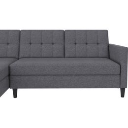 Ecksofa &raquo;Hartford II&laquo; mit Bettfunktion und Stauraum, Recamiere beidseitig montierbar grau Webstoff 100% Polyester B/H/T: 213cm x 83cm x 154cm, 