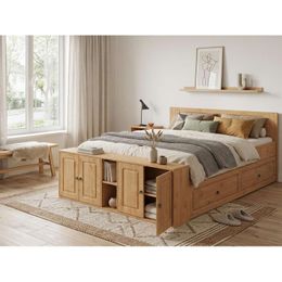 OTTO home Massivholzbett &raquo;Paula, mit T&uuml;ren und Ablage, Schublade optional, Landhausstil&laquo; (B/T/H: 148,8/224,4/82 cm, Massive Kiefer, extra viel 