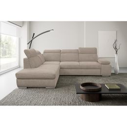 WERK2 Ecksofa &raquo;Alicante Cord L-Form, Schlaffunktion & Bettkasten, 280 cm breit&laquo; Schlafsofa mit Bettkasten & verstellbaren Kopfst&uuml;tzen, frei stellbar 