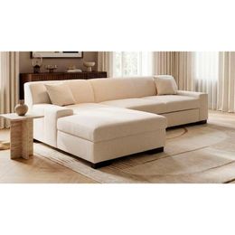 OTTO home Ecksofa &raquo;Faxe 268 x 153 cm, auch mit Schlaffunktion&laquo; L-Form, aus pflegeleichtem, weichem Luxus-Microfaser Bezug beige 100% Polyester B/H/T: 