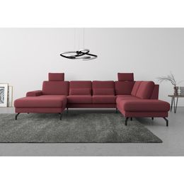 Sit & More sit&more Wohnlandschaft &raquo;Cinturo U-Form&laquo; inklusive Sitztiefenverstellung und Federkern, Sitzh&ouml;he 48 cm rot B/H/T: 345cm x 91cm x 226cm, Soft clean,