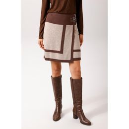 Aniston CASUAL Damen Wickelrockbeigemeliert, braun, Gr. 42, kontrastfarbene Details, Strick, Obermaterial: 100% Polyacryl, R&ouml;cke, mit seitlichen