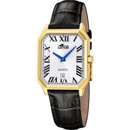 Lotus Herren Quarzuhr &raquo;Square Series&laquo; Armbanduhr, Herrenuhr, Lederarmband, analog, Tag gold Einheitsgr&ouml;&szlig;e