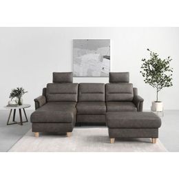 Sit & More sit&more Ecksofa &raquo;Far&ouml; L-Form&laquo; inklusive Federkern, wahlweise mit Schlaffunktion und Bettkasten braun B/H/T: 234cm x 90cm x 168cm, Microfaser, 