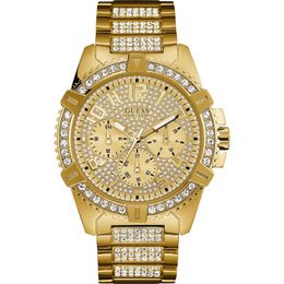 Guess Herren Multifunktionsuhr &raquo;FRONTIER&laquo; Armbanduhr, Quarzuhr, Herrenuhr, Zirkonia (synth.), Edelstahlarmband gold Einheitsgr&ouml;&szlig;e