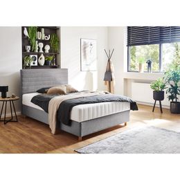 ATLANTIC HOME COLLECTION Stauraumbett &raquo;Josie&laquo; mit Taschen-Federkernmatratze und Bettkasten grau Liegefl&auml;che L&auml;nge B: 200cm x 140cm, Feinstruktur weich