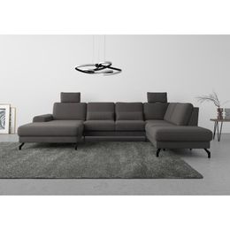 Sit & More sit&more Wohnlandschaft &raquo;Cinturo U-Form&laquo; inklusive Sitztiefenverstellung und Federkern, Sitzh&ouml;he 45 cm grau B/H/T: 345cm x 88cm x 226cm, Luxus-