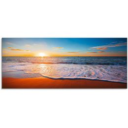 Artland Glasbild &raquo;Sonnenuntergang und das Meer&laquo; Strand 1 Stk. tlg. in verschiedenen Gr&ouml;&szlig;en blau B/H/T: 125cm x 50cm, Glasbild Strand, 1 Stk.