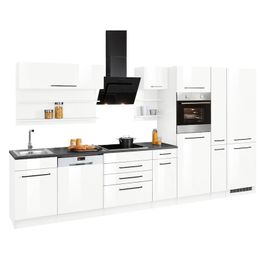 KOCHSTATION K&uuml;chenzeile &raquo;KS-Tulsa&laquo; mit E-Ger&auml;ten, Breite 360 cm, schwarze Metallgriffe, MDF Fronten wei&szlig; B/H/T: 360cm x 60cm