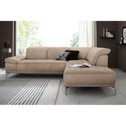 OTTO home Ecksofa &raquo;Caluna&laquo; Inkl.Sitztiefenverstellung, wahlweise mit Kopf- und Armteilverstellung beige Luxus-Microfaser Vintageoptik (100% Polyester)