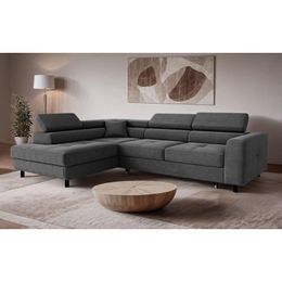 OTTO home Ecksofa &raquo;AADEN Schlafsofa 254 cm - OTTO. Verl&auml;ssliche Qualit&auml;t.&laquo; mit Bettfunktion, Bettkasten, Kopfst&uuml;tzen, rechts/links bestellbar grau 100