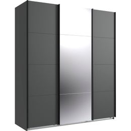 wimex Schwebet&uuml;renschrank &raquo;Norderstedt&laquo; INKLUSIVE 2 Stoffboxen und 2 zus&auml;tzliche Einlegeb&ouml;den, mit Spiegel grau Holzwerkstoff Graphit, B/H/T: 180cm x 210cm 