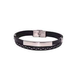 Firetti Herren Lederarmband &raquo;Schmuck Geschenk Armschmuck ID-Armband- Optik&laquo; Made in Germany schwarz 20cm, Baumwolle Edelstahl Leder