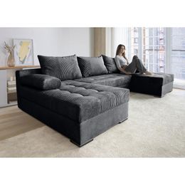 Collection AB Wohnlandschaft &raquo;Josy U-Form, B: 269 cm&laquo; Schlaffunktion & Bettkasten, Federkern grau 100%Polyester B/H/T: 269cm x 41cm x 161cm, Cord, 