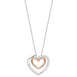 Amor Damen Kette mit Anh&auml;nger &raquo;Herzen&laquo; mit Zirkonia (synth.) rosa Silber 925 (Sterlingsilber), L: 50