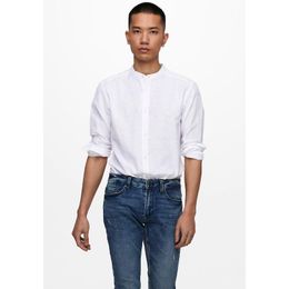 Only & Sons Only & Sons Herren ONLY & SONS Langarmhemd &raquo;ONSCAIDEN LS SOLID LINEN MAO SHIRT NOOS&laquo; Baumwolle mit Leinen, slim fit wei&szlig; XL, N-Gr
