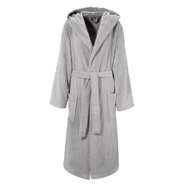 Unisex-Bademantel Bruno Banani, L:125cm, grau, Walkfrottee, Hausm&auml;ntel, "Robby, ideal f&uuml;r Sauna & Spa, Standard, Premium und &Uuml;berl&auml;nge", Damen &