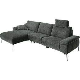 Home Affaire Ecksofa &raquo;Bellini L-Form&laquo; teilmotorische Relaxfunktion an 1 Element, klappbare Armlehnen grau Chenille (59, 7% Polyester, 34, 4% Polyacryl