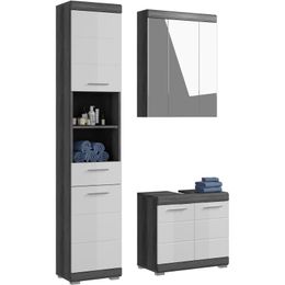 Welltime Badm&ouml;bel-Set &raquo;SIENA, 3 teilig, bestehend aus:&laquo; Set, TOPSELLER!, 3 Stk. tlg. grau Holzwerkstoff, MDF B/H/T: 112cmcm x 191cmcm x 34cmcm