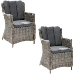 Destiny Gartensessel &raquo;LUNA&laquo; Set, 2 Stk. tlg. Aluminium, Polyrattan, inkl. Auflagen grau Obermaterial: 100% Polyester. F&uuml;llung: 100% Polyurethan Polyester, B/H
