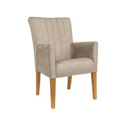 Home Affaire Armlehnstuhl &raquo;King&laquo; () Esszimmerstuhl, Beingestell Massivholz Eiche oder Buche wengefarben beige Massivholz, Polyester B/H/T: 60cm x 92cm
