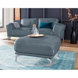 W.Schillig Hocker &raquo;montanaa&laquo; mit Metallf&uuml;&szlig;en in Chrom gl&auml;nzend, Breite 71 cm blau B/H/T: 71cm x 42cm x 71cm, Longlife Xtra-Leder Z69
