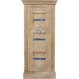 Sit Highboard &raquo;Daipur Kommode&laquo; geschnitzte Verzierungen, schmale Kommode mit 1 T&uuml;r beige Massivholz B/H/T: 55cm x 120cm x 45cm, 1 T&uuml;r, Mango, 1 Stk.