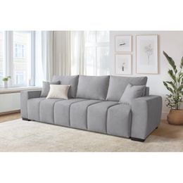 Home Affaire Schlafsofa &raquo;Bello, B: 239 cm, Liegefl. 142x194 cm&laquo; Schlaffunktion, Bettkasten & 2 Zierkissen, Federkern grau 100% Polyester B/H/T: 239cm,