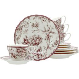 Creatable Kaffeeservice &raquo;Adelaide, Service 12-tlg.&laquo; Nostalgischer Vintage Dekor, Elegante Form Porzellan 12