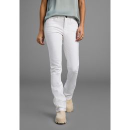 Arizona Damen Bootcut-Jeans &raquo;Baby-Boot&laquo; Bootcut-Stil, figurbetonte Passform, mit Used-Effekten wei&szlig; 46, N-Gr