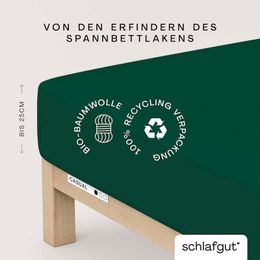 Schlafgut Spannbettlaken &raquo;CASUAL Bettlaken 100% gek&auml;mmte Bio-Baumwolle, 150 g/m&sup2;, Spannbetttuch&laquo; Bettlaken bis 25 cm H&ouml;he, langlebig, weich, Antipilling-