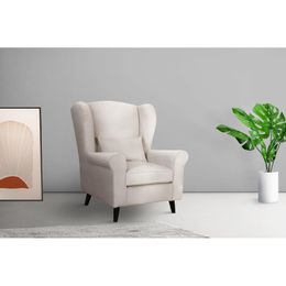 Home Affaire Sessel &raquo;Ohrensessel CHISTELLE, wahlweise mit Polsterhocker&laquo; mit Wellenunterfederung, Ma&szlig;e: B/T/H: 81/87/99 cm beige 100% Polyester 