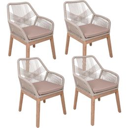 Garden Pleasure Armlehnstuhl &raquo;POMONA, braun, 4er Set&laquo; (Set) 4 Stk.braun wei&szlig; Massivholz, Polyester B/H/T: 62cm x 86cm x 60cm, 4 Stk.