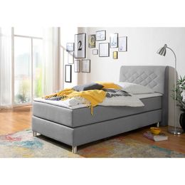 Home Affaire Boxspringbett &raquo;Parla&laquo; incl. Topper, 4 Farben in 4 Breiten, 2 H&auml;rtegraden, 3 Matratzenarten grau 100% Polyester Struktur fein, Liegefl&auml;che