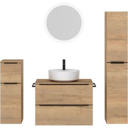 Nobilia Badm&ouml;bel-Set &raquo;Alvene&laquo; vormontiert, mit Soft-Close, 4 Stk. tlg. braun B/H/T: 160cmcm x 172,2cmcm x 48,5cmcm, Griffe schwarz