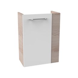 Fackelmann Waschbeckenunterschrank &raquo;SBC&laquo; Badm&ouml;bel f&uuml;r G&auml;ste-WC, Breite ca. 45 cm wei&szlig; Alaska-Esche/Hellbraun, B/H/T: 44cm x 60cm x 24,3cm, T&uuml;ren: 1 