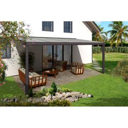 Skan Holz Terrassendach &raquo;Genua&laquo; 541 cm Breite, verschiedene Tiefe grau Aluminium B/H/T: 541cm x 252cm x 257cm, pulverbeschichtet
