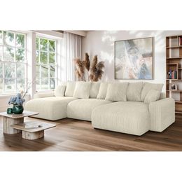 Home Affaire Wohnlandschaft &raquo;LAKESIDE mit Bettfunktion und Bettkasten, Ma&szlig;e B/T/H: 332,5/142/84 cm&laquo; U‐Form mit vielen Kissen und Wellenunterfederung 