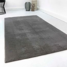Teppich &raquo;Villa Rosso&laquo; rechteckig 15 mm H&ouml;he Kurzflor, Uni Farben, leicht gl&auml;nzende Optik grau Polyester B : 120cm 1 Stk., 15mm, L: 170cm