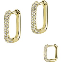 Firetti Damen Paar Creolen &raquo;Schmuck Geschenk Silber 925 Ohrschmuck Ohrringe&laquo; Made in Germany - mit Zirkonia (synth.) gold Silber 925 (Sterlingsilber)