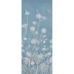 queence Garderobenpaneel &raquo;Wandgarderobe mit Motiv Blumenwiese in Hellblau inkl. Edelstahlhaken&laquo; 1 Stk. tlg. HD Premium Druck auf Acrylglas blau 