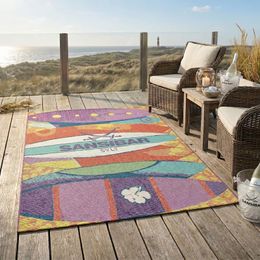 Sansibar Teppich &raquo;Rantum Beach SA-020&laquo; rechteckig 5 mm H&ouml;he Flachgewebe, modernes Design, Surfboards, In- und Outdoor geeignet bunt Polypropylen B : 160cm 1 