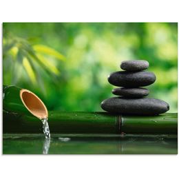 Artland Glasbild &raquo;Bambusbrunnen und Zen-Stein&laquo; Zen 1 Stk. tlg. in verschiedenen Gr&ouml;&szlig;en gr&uuml;n B/H/T: 60cm x 45cm, Glasbild Zen, 1 Stk.