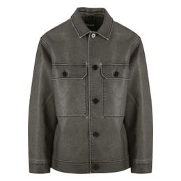 Urban Classics Herren Lederjacke "Urban Classics Vintage Jacket", grau, Gr. S, unifarben, 92% Polyester, 7% Baumwolle, 1% Viskose, Jacken