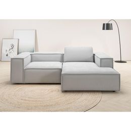 Home Affaire Ecksofa &raquo;Watertown, kompakte L-Form, 246 cm breite f&uuml;r kleinere R&auml;ume&laquo; modernes Ecksofa mit Feincordbezug, platzsparend & bequem grau 94%
