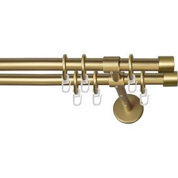 Garesa Gardinenstange &raquo;RUSTIKA&laquo; &Oslash; 16 mm 2 l&auml;ufig-l&auml;ufig Wunschma&szlig;l&auml;nge rustikale Vorhanggarnitur, verl&auml;ngerbar, m. Ringe, Endkappe gold Metall B/L: 